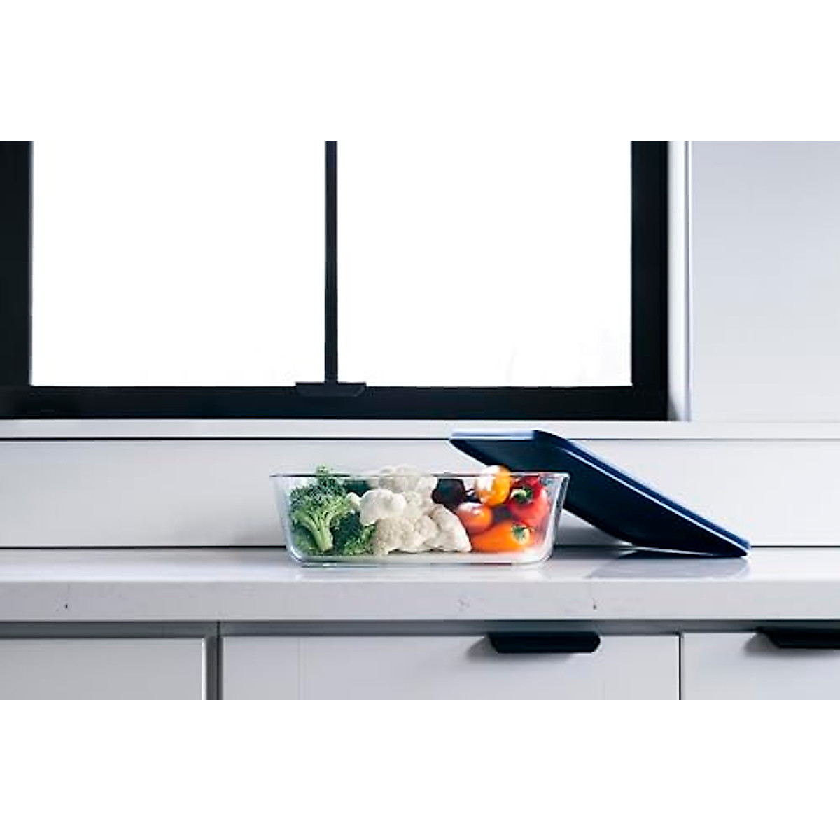 DURA LIVING 4-Piece Glass Food Storage Container (2 Containers + 2 Lids) | 11-Cup Rectangular, Leakproof | Microwave, Freezer, Oven & Dishwasher Safe | Ideal for Meal Prep & Pantry Organization