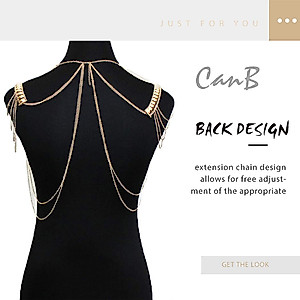 CanB Gold Body Chains Shoulder Body Chain Harness Sexy Body Jewelry Accessories for Women and Girls