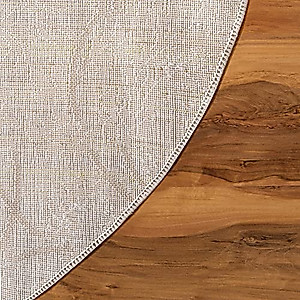 Rugs.com Nepal Collection Rug – 5 Ft Round Snow White Medium Rug Perfect for Kitchens, Dining Rooms