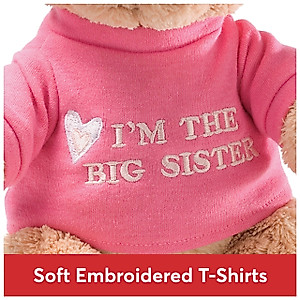 GUND “I’m The Big Sister” Message Bear with Pink T-Shirt, Teddy Bear Stuffed Animal for Ages 1 and Up, Brown, 12”