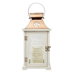 Let’s Make Memories Personalized Memorial Lantern - Sympathy - Condolences - LED Candle - Automatic Timer - Wood/Stainless Steel - Copper Finish - for Loved Ones in Heaven