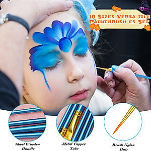 40 Pieces Halloween Face Stencils Kit 12 Pieces Reusable Large Face Paint Stencils Body Painting Template 18 Pieces Halloween Tattoo Stencils 10 Pieces Painting Brushes for Kid Adult Halloween Party