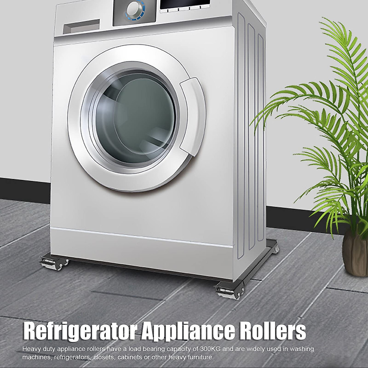 Natudeco Heavy Duty Extensible Appliance Rollers 300KG Retractable Base Appliance Slider Washing Machine Base Fridge Stand Moving Cart for Washer Dryers Furniture