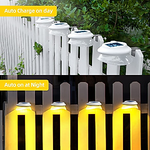 ROSHWEY Backyard Lights, 6 Pack Solar Fence Lights with 9 LED Waterproof Outdoor Gutter Lights for Eaves Garden Landscape Yard (Warm White)