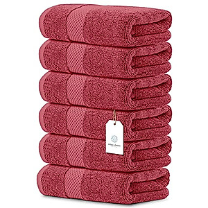 White Classic Luxury Hand Towels | 6 Pack Luxury Cotton Washcloths | 12 Pack Bundle (Burgundy)