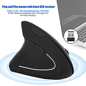 2.4GHz Wireless Mouse,Ergonomic Left Handed Vertical Mouse,6 Keys Optical Mouse with Nano USB Receiver,800/1200/1600 Adjustable DPIs,for Laptop PC Computer/for Windows/for Linux