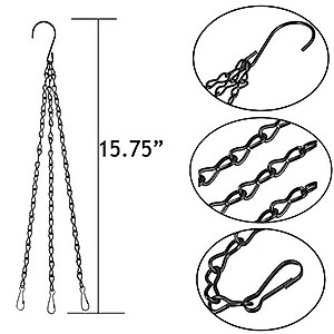 Acronde 4PCS Black Metal Hanging Chains 3 Point Holder Anti-Rust Paint Black Chain for Bird Feeders, Planters, Lanterns, Billboard, Wind Chimes, Flower Pot Garden Outdoor Use