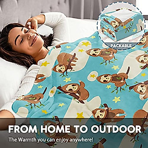 Throw Blanket for Couch, Cozy Warm Plush Fleece Throw Blanket for Adults and Kids, Ultra-Soft Flannel Blanket Decorative Fuzzy Throws for Sofa Bed Dorm, All Season 50x60 in (Sloth)