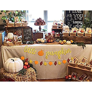 Glitter Little Pumpkin Banner Fall Baby Shower Gender Reveal Birthday Party for Kid's Birthday Party Decor Autumn Thanksgiving little pumpkin baby shower decorations