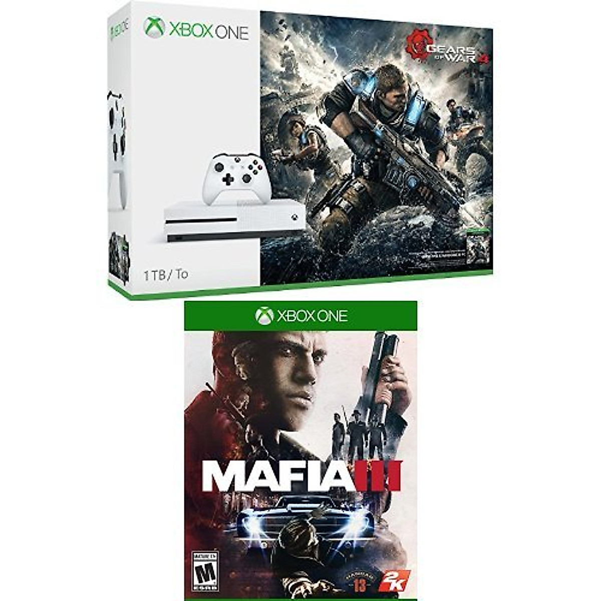 Xbox One S 1TB Console - Gears of War 4 Bundle + Mafia 3 Game
