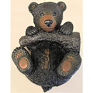 Adorable Black Bear Cub Hanging on Branch Yard Garden Tree Decoration 13.5"