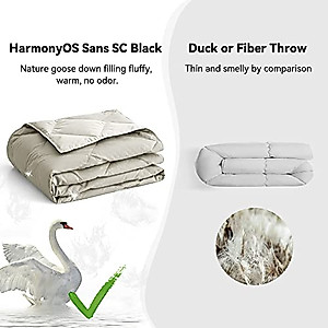 Natural Goose Down Throw Blanket for Couch,Bed Comforter,Sofa Blanket Throw,Outdoor Blanket,Lightweight Down Comforter with Peach Skin Fabric,Reversible Lap Down Blanket Gifts,50"X70",Beige Blanket