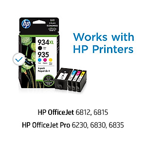 HP 935 / 934Xl (N9h66fn) Ink Cartridges (Cyan Magenta Yellow Black) 4-Pack in Retail Packaging (1981033)