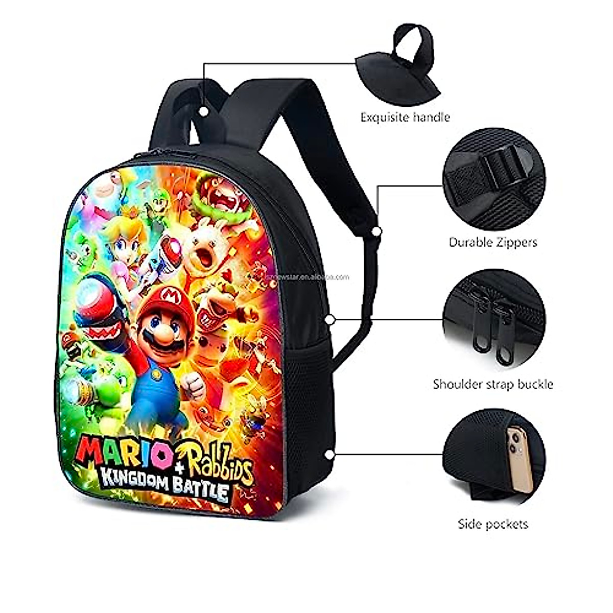 MARALICIA Mario Backpack Set of 3 Lunch Bag, and Pencil Bag Large 16 Inches Anime Cartoon (#17)