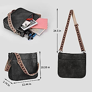 MONQiQi Crossbody Bag Purses for Women Designer Leather Purse,Crossbody Purse with 2 Adjustable Guitar Strap for Work Travel