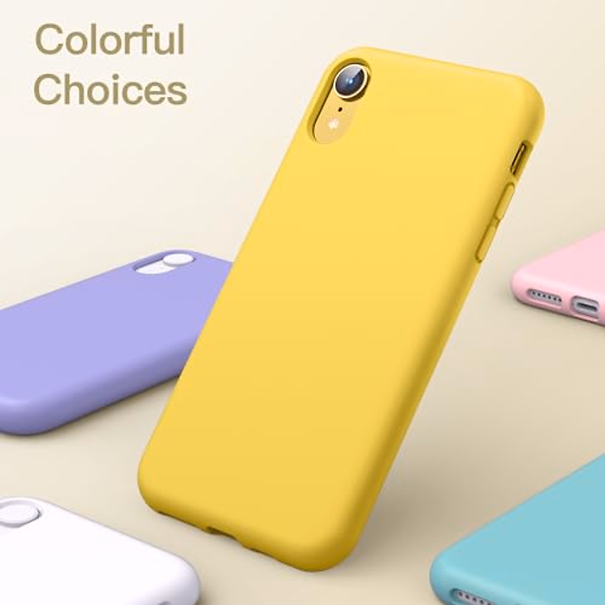 JETech Silicone Case for iPhone XR, 6.1-Inch, Silky-Soft Touch Full-Body Protective Case, Shockproof Cover with Microfiber Lining (Yellow)