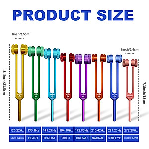 Chakra Tuning Fork Set, Upgraded Weighted Tuning Forks for Healing Chakra Set, Sound Healing Instruments Kit with Tuning Fork Activator for Chakra Healing Therapy, DNA Healing, Yoga, Meditation