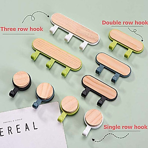 Wooden Wall Hook, Self Adhesive Key Holder Decorative Storage Rack Creative Hanger, Wall Mounted Clothes Hook Bathroom Supplies(3 Hooks,Black)