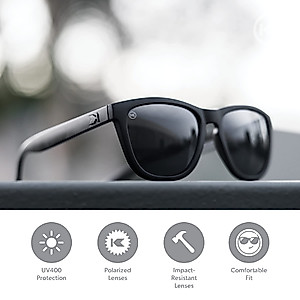 Knockaround Premiums Polarized Sunglasses for Men & Women - Impact Resistant Lenses & Full UV400 Protection, Black On Black Frames/Black Lenses