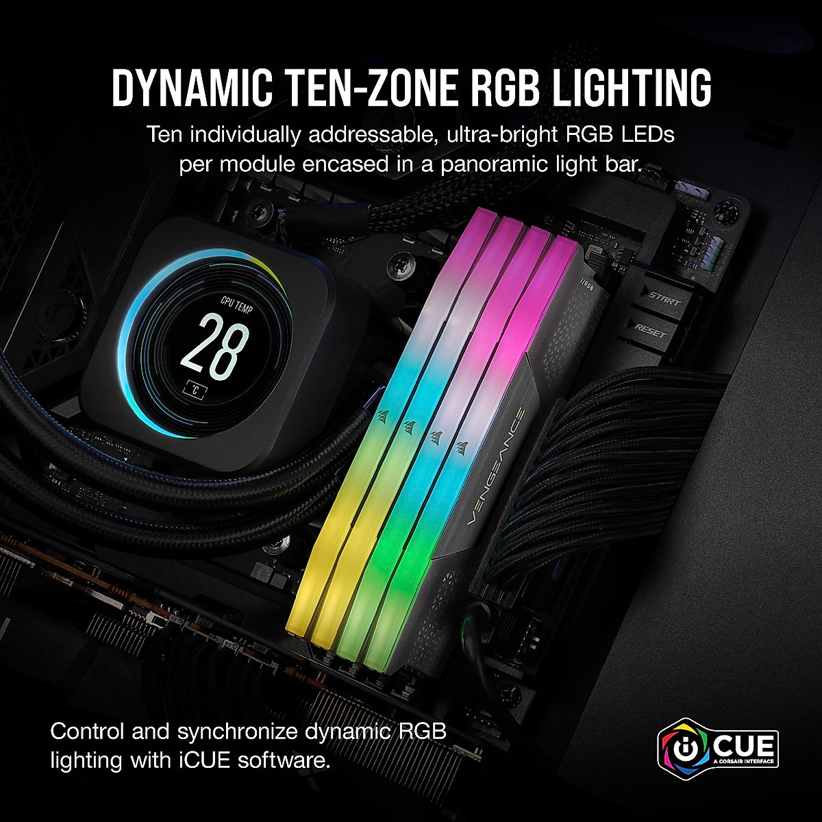 CORSAIR VENGEANCE RGB DDR5 64GB (2x32GB) DDR5 5200MHz CL40 AMD EXPO Intel XMP iCUE Compatible Computer Memory – Gray (CMH64GX5M2B5200Z40K)