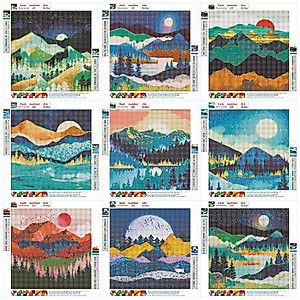 9 Pack Diamond Painting - DIY 5D Diamond Painting Kits for Adults - Diamond Art Kits for Adults & Kids Full Drill 12x12 inch - by TWBB