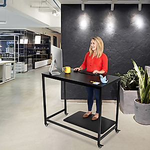 Stand Steady Joy Mobile Workstation | Standing Height Table on Wheels for Home, Office & School | Portable Standing Desk with Locking Wheels | Mobile Training Table & Collaboration Desk(Black/47x24in)