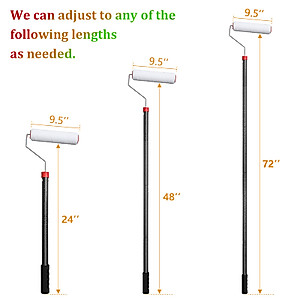 Paint Roller, 6 FT Paint Roller kit Adjustable Paint Roller Extension Poles with Brush Stainless Steel Poles Splicing Rod House Mural Brush for Walls and Ceiling