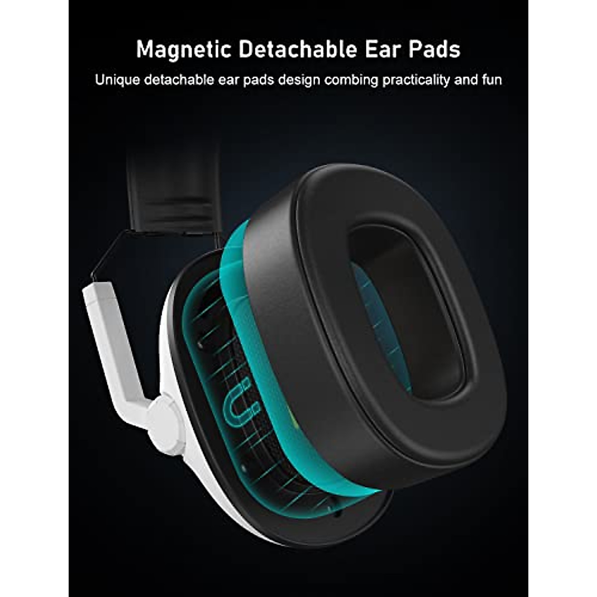 SENZER SG500 Surround Sound Pro Gaming Headset with Noise Cancelling Microphone - Detachable Memory Foam Ear Pads - Portable Foldable Headphones for PC, PS4, PS5, Xbox One, Switch - White