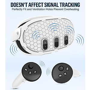 VR Shell Protective Protector Cover for Meta/Oculus Quest 3 Accessories, Silicone Front Headset Protector Cover Anti Scratch Anti Dust Anti Shock, Compatible with Quest 3 Accessories (White)