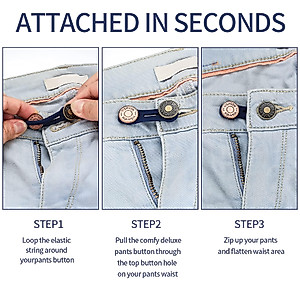 Siyurongg Button Extenders for Jeans, 6pcs Pants Extender Button for Women Men, Jean Button Extender, Waist Extenders, No Sew Instant Waistband Extender Buttons Metal Silicone for Jeans Pants Collar