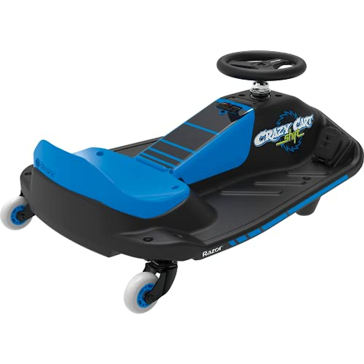 Razor Crazy Cart Shift for Kids Ages 6+ (Low Speed) 8+ (High Speed) - 12V Electric Drifting Go Kart for Kids - High/Low Speed Switch and Simplified Drifting System, for Riders up to 120 lbs,Black/Blue