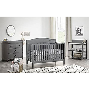 Oxford Baby North Bay 4-in-1 Convertible Baby Crib, Dove Gray, GreenGuard Gold Certified