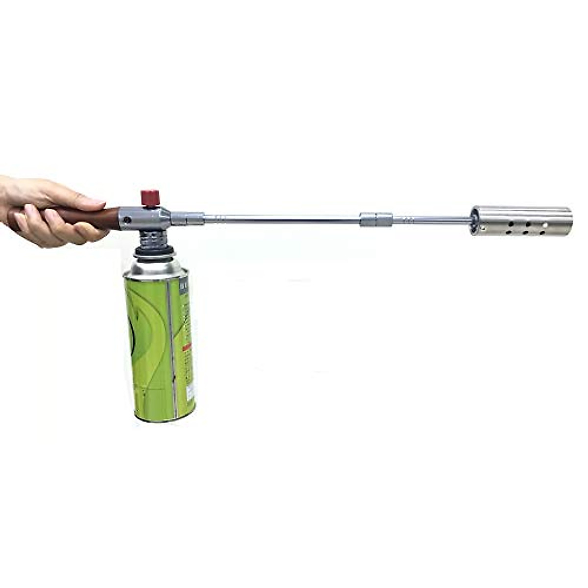 A-ONE Outdoor Garden Burner, Outdoor Blow Torch,Butane Torch with Canister Adapter, Torch with Wooden Handle, Long Handle Blow Torch, Jet Flame Torch for Garden Roof Road Lawn Cleaning