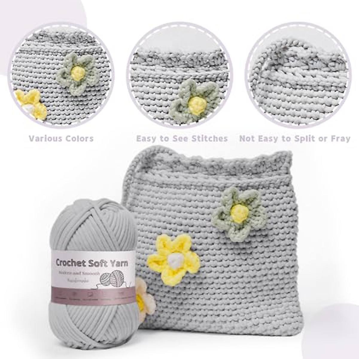 328 Yards Yarn for Crocheting,250g/8.81oz Pink Crochet Yarn,Soft Yarn for Crocheting Knitting with Stitch Markers,Blunt Needles Chunky Thick Cotton Nylon Blend Yarn for Crocheting Beginner