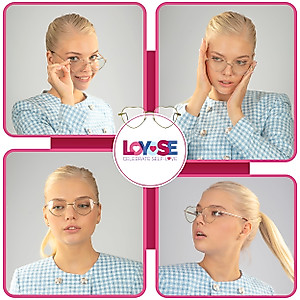 LOYOSE Blue Light Glasses For Woman, Cute Gold Frame Heart Shaped Bluelight Glasses, Blue Light Blocking Glasses for Computer Screen Phone TV Gaming