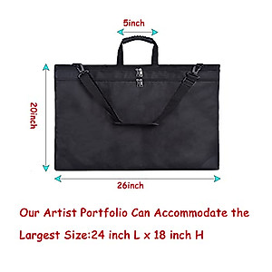 QXSMAHP Art Portfolio Case 18"X 24" Art Portfolio Tote Bag with Shoulder Strap Poster Drawing Bulletin Board Multi-Purpose Art Storage Bag