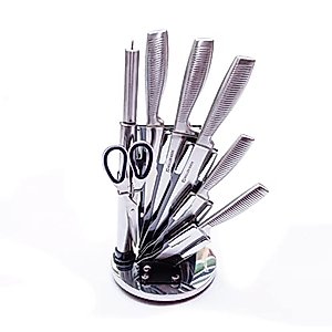 Müller Koch MK-2811-8 PCS Knife Set with Acrylic Block Stand (SILVER)