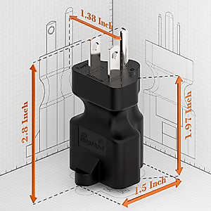 [4-in-1] 15 Amp Household AC Plug to 20 Amp T Blade Adapter,5-15P to 5-20R,5-15P to 6-15R,5-15P to 6-20R, 4 in 1 AC Power Adapter,15A 125V to 20A 250V 15A 125V to 20A 250V Adapter