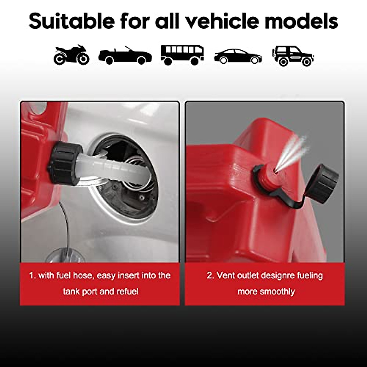 Esploratori 5L 1.3 Gallon Gas Can Fuel Oil Petrol Storage Cans Emergency Backup Tank with Upgraded Pack Locking Mount for UTV ATV Motorcycle SUV Car Off Road Most Cars, Patented Design (Red)