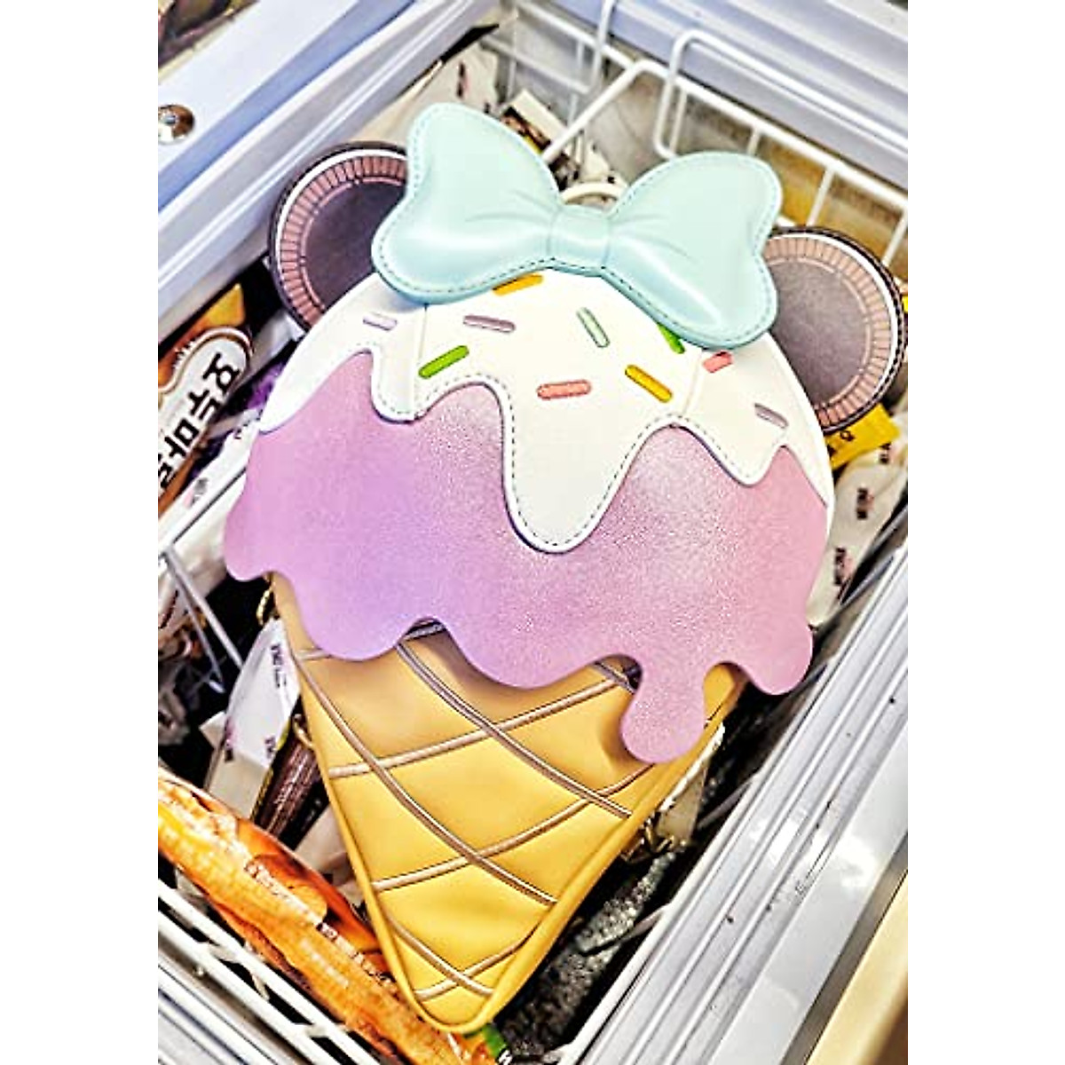 Loungefly X LASR Exclusive Disney Frosted Minnie Ice Cream Convertible Mini Backpack - Fashion Cosplay Disneybound Cute Backpacks