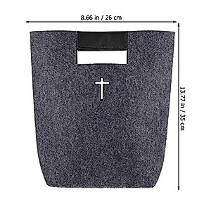 Operitacx 2pcs Holy Case Hollowed School Case, Work Grocery Church Handbag Grey Tote Cover Felt Shopping for Bag Study Bible Book Women Christian Cross Gifts Travel Gift Carrier
