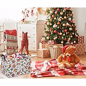 TIBAOLOVER Rectangular Kids Storage Gift Basket - Baby & Toy Storage Bin Organizer - Cute Room Decor (Christmas)