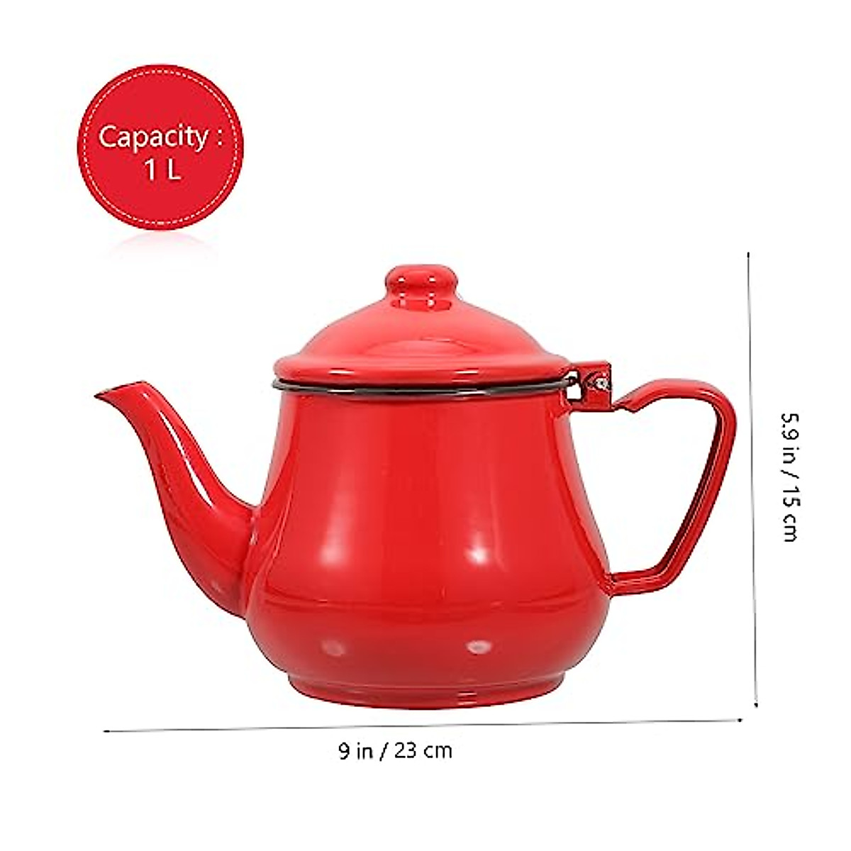 SWOOMEY Enamel Kettle Portable Tea Kettle Portable Water Kettle Turkish Teapot Meat Oil Strainer Stovetop Enamel Teakettle China Teapot Tea Kettles Retro Enamel Kettle Kitchen Tea Pot Red