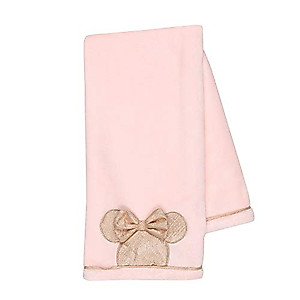 Lambs & Ivy Disney Baby Pink/Rose Gold Minnie Mouse Appliqued Baby Blanket