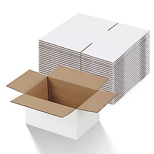 Calenzana 7x5x4 Inches Shipping Boxes Pack of 25, White Cardboard Corrugated Box for Mailing Packing and Storage