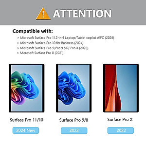 Megoo Screen Protector for Microsoft Surface Pro 11/10 (2024) - Also Fits Surface Pro 9, Pro 8, and Pro X (13 inch) - Tempered Glass/High Sensitivity/Support Surface Pen/Smooth Touch, 2 Pack