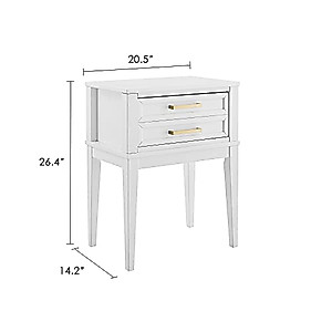 MUSEHOMEINC White Nightstands Solid Wood Mid-Century Bed Side Table, Stylish Accent End Table with Tall Leg for Living Room Home Office, Tall Night Stand for Bedroom