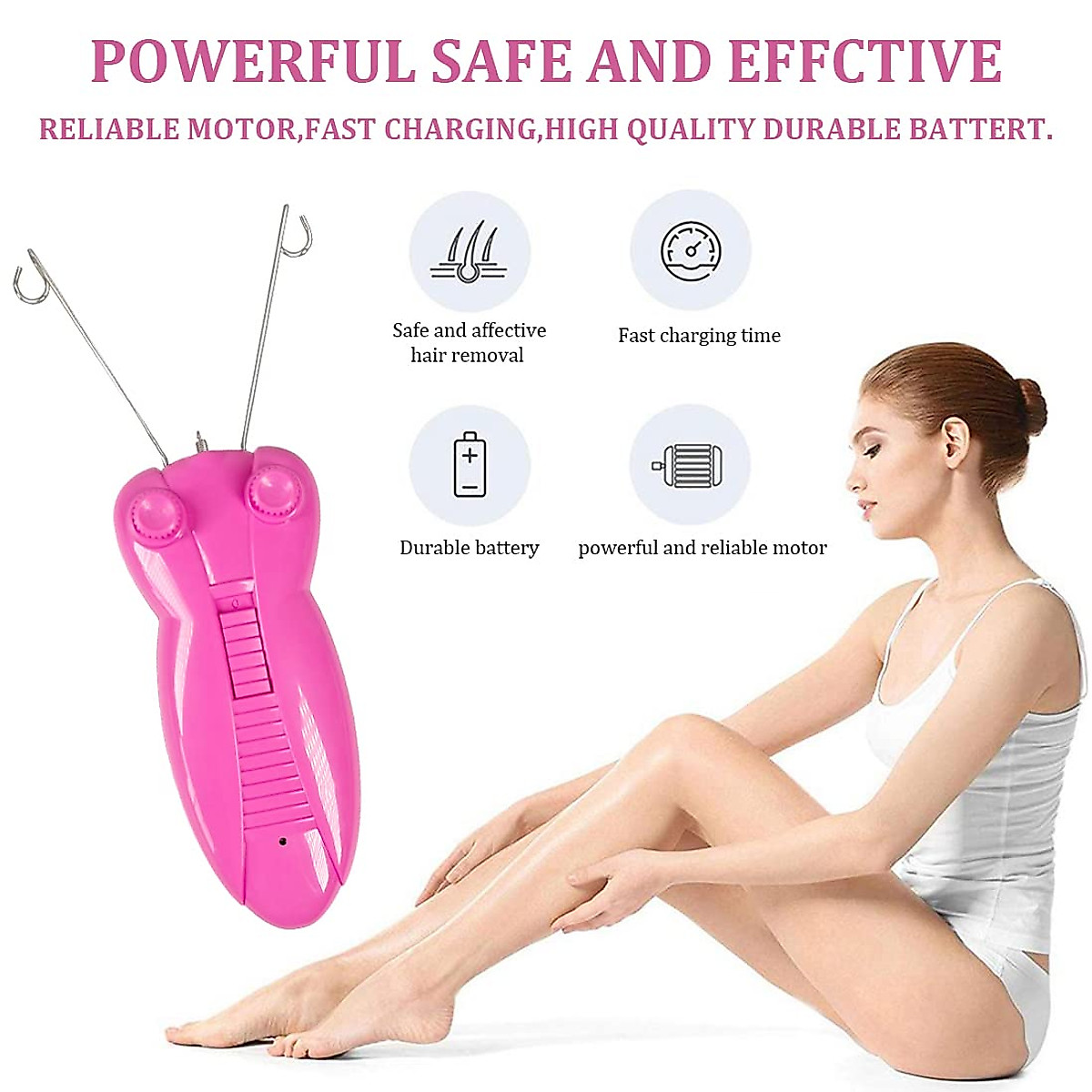Electric Facial Hair Remover for Women,USB Rechargeable Thread Epilator Cotton Threading Hair Removal ​for Face Arms Legs Back