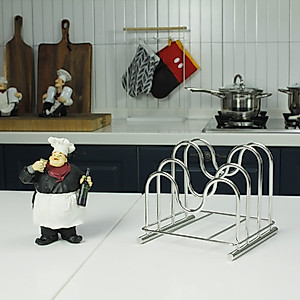 LENITH 304 Stainless Steel Wire Cutting Board Holder, Cutting Board Rack Organizer Kitchen with 3 Sectional