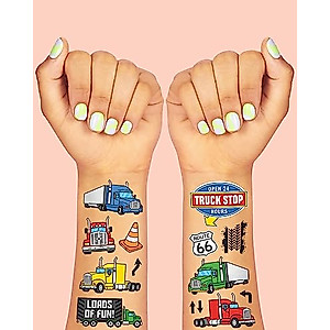 xo, Fetti Truck Car Party Temporary Tattoos - 48 Silver Foil Styles | Truck Birthday Party Supplies, Boys Pick Up Truck Party Favors, Car Temp Tats, Arts and Crafts